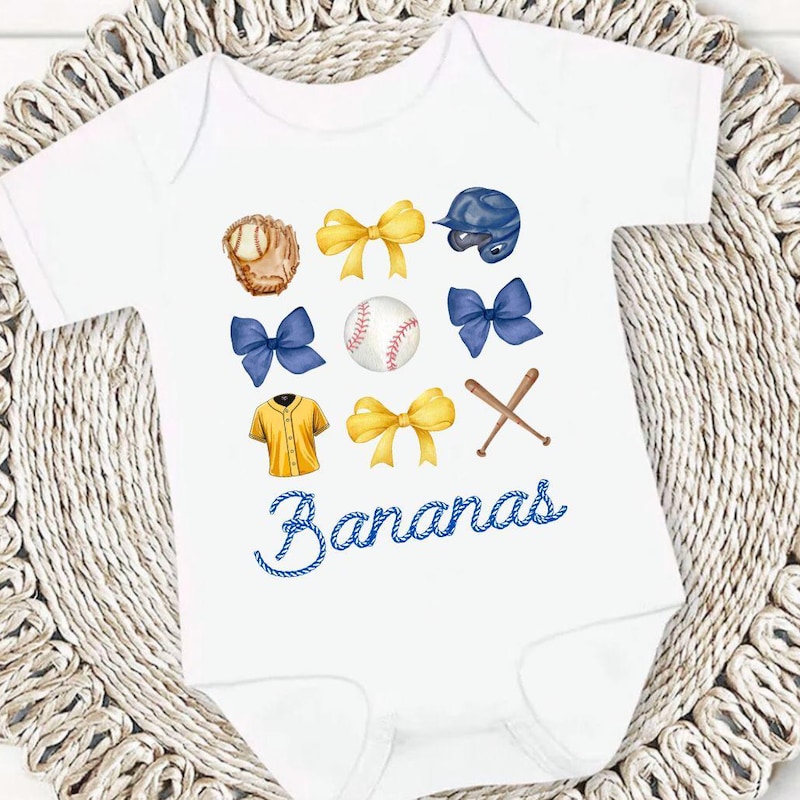 Baseball With Bow Onesie - Etsy