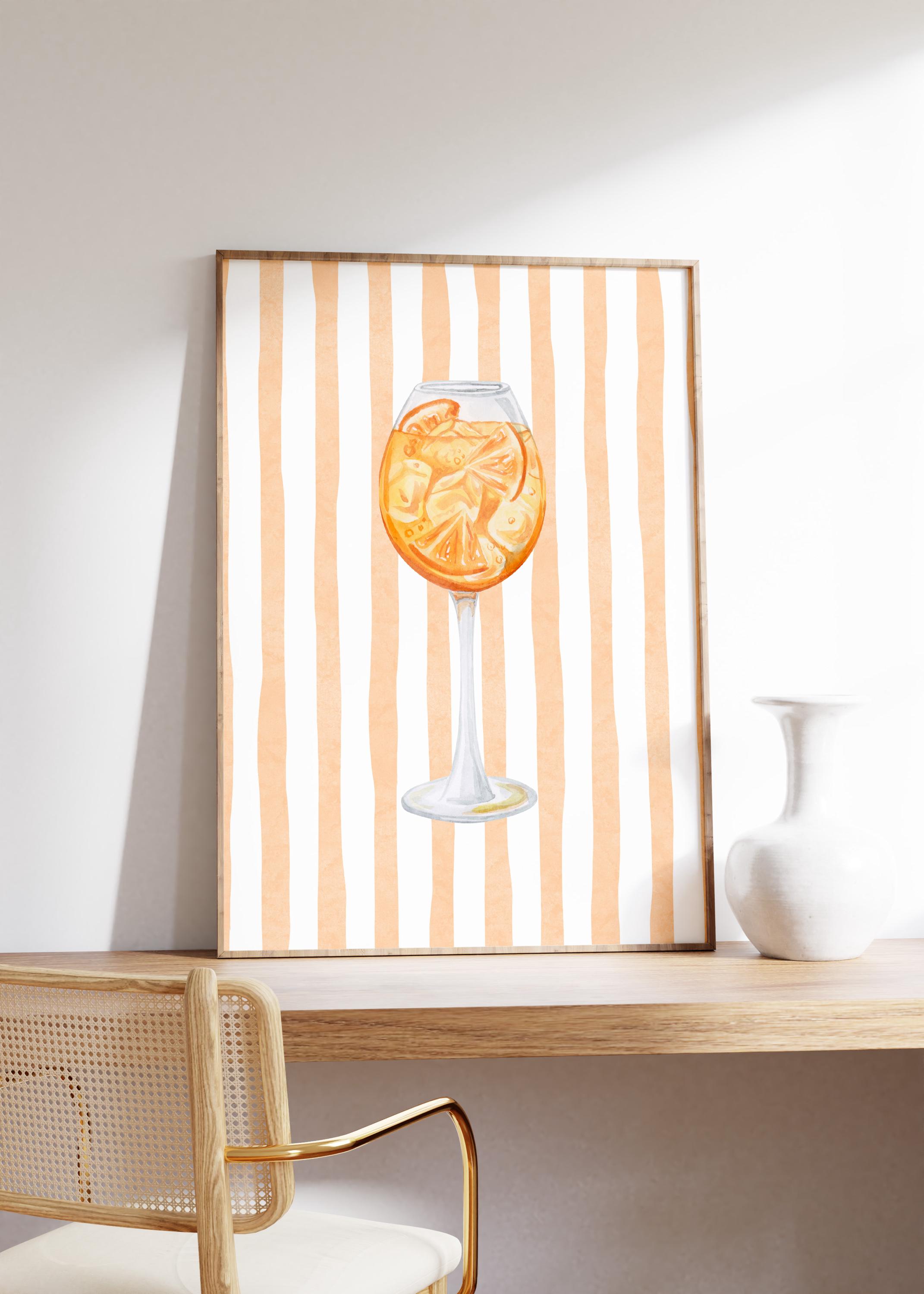 Aperol Spritz Print, Bar Car Print, Kitchen Decor, Watercolor Cocktail ...