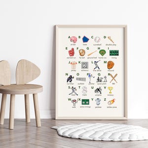 Baseball Alphabet Nursery Print, Digital Download, Baseball Wall Art ...