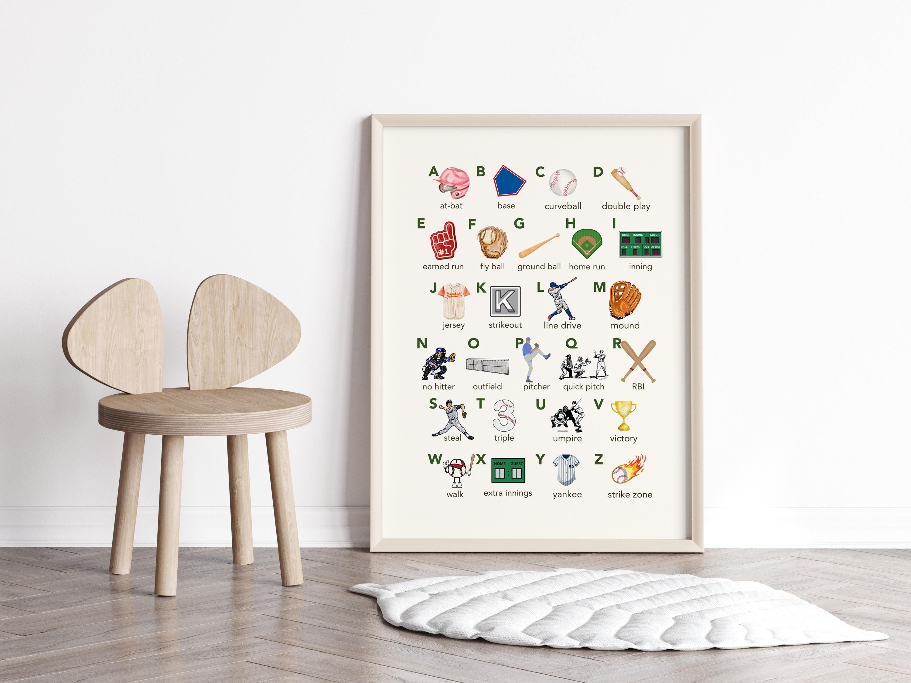 Baseball Alphabet Nursery Print, Digital Download, Baseball Wall Art ...