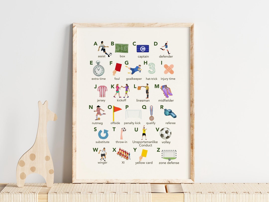 Soccer Alphabet Nursery Print, Digital Download, Soccer Wall Art ...