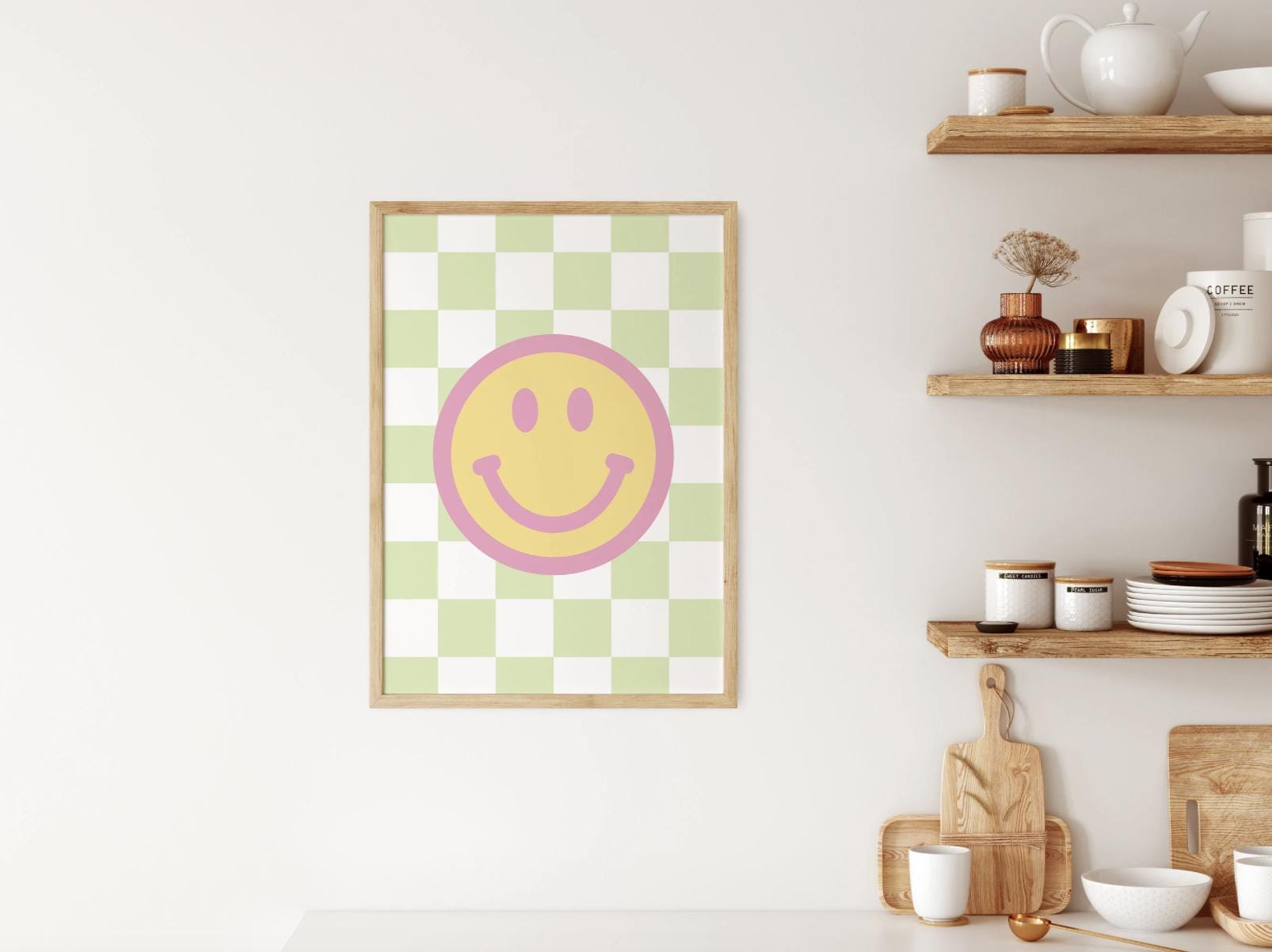 Checkered Smiley Face Print, Girls Bedroom Prints, Girls Checker Prints ...