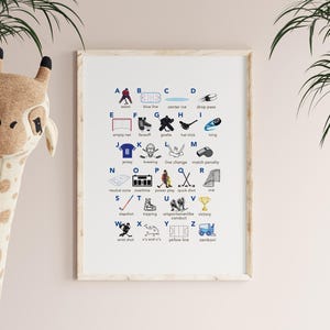 Hockey Alphabet Nursery Print, Watercolor Hockey Print, Hockey Wall Art ...