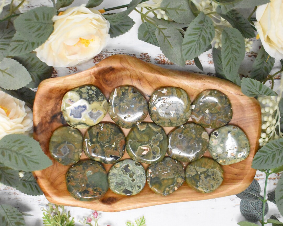 Rain Forest Jasper Worry Stone - Round Palm Crystals - Etsy