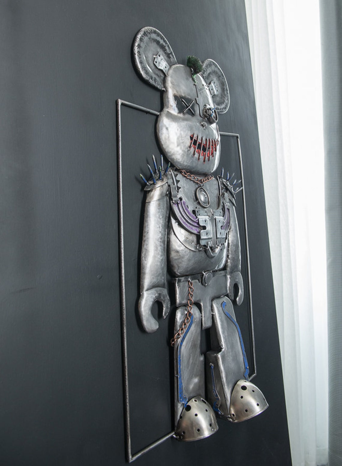 Bearbrick Bear , Punk, Heavy Rock, Three-dimensional Steel Painting ...