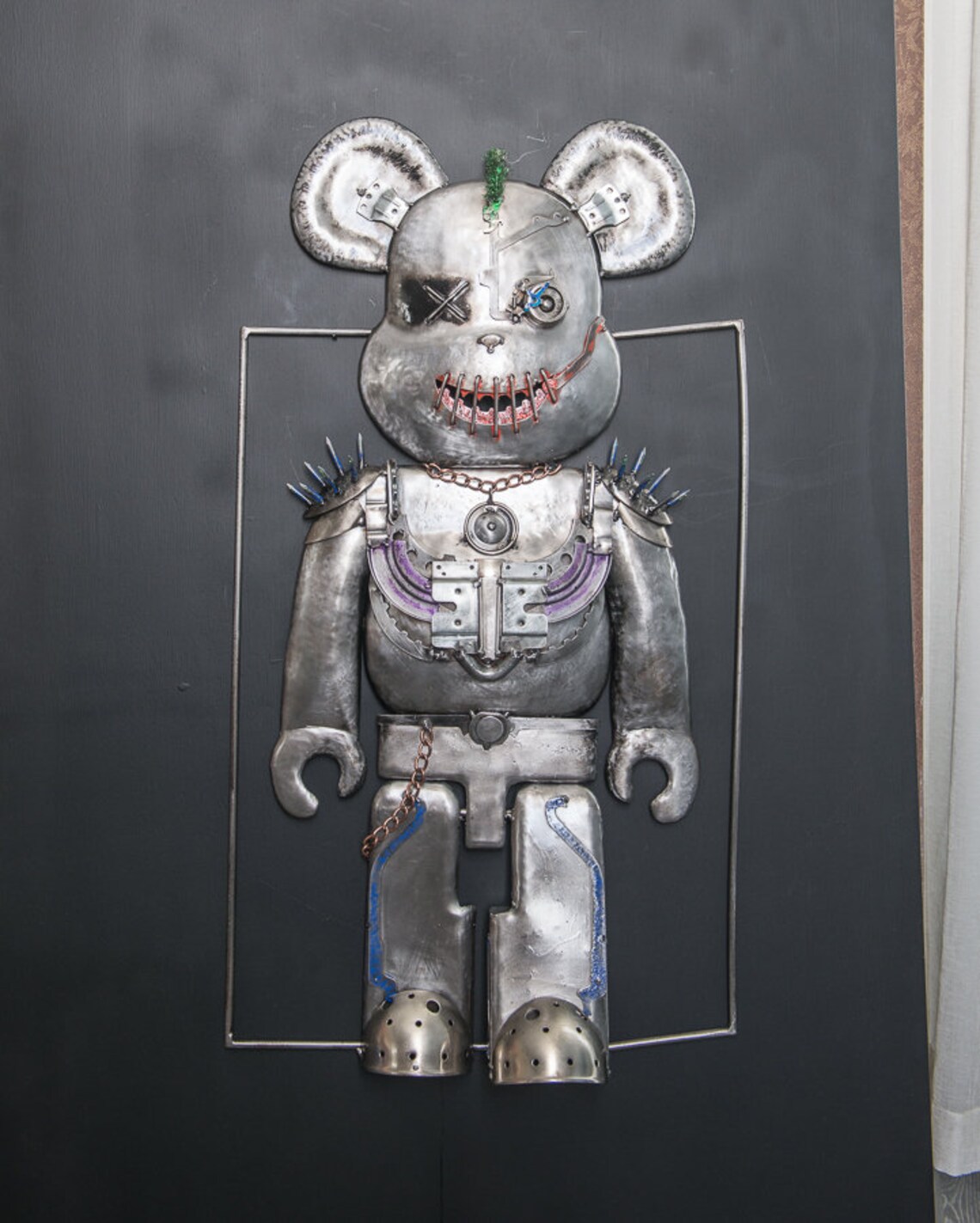 Bearbrick Bear , Punk, Heavy Rock, Three-dimensional Steel Painting ...