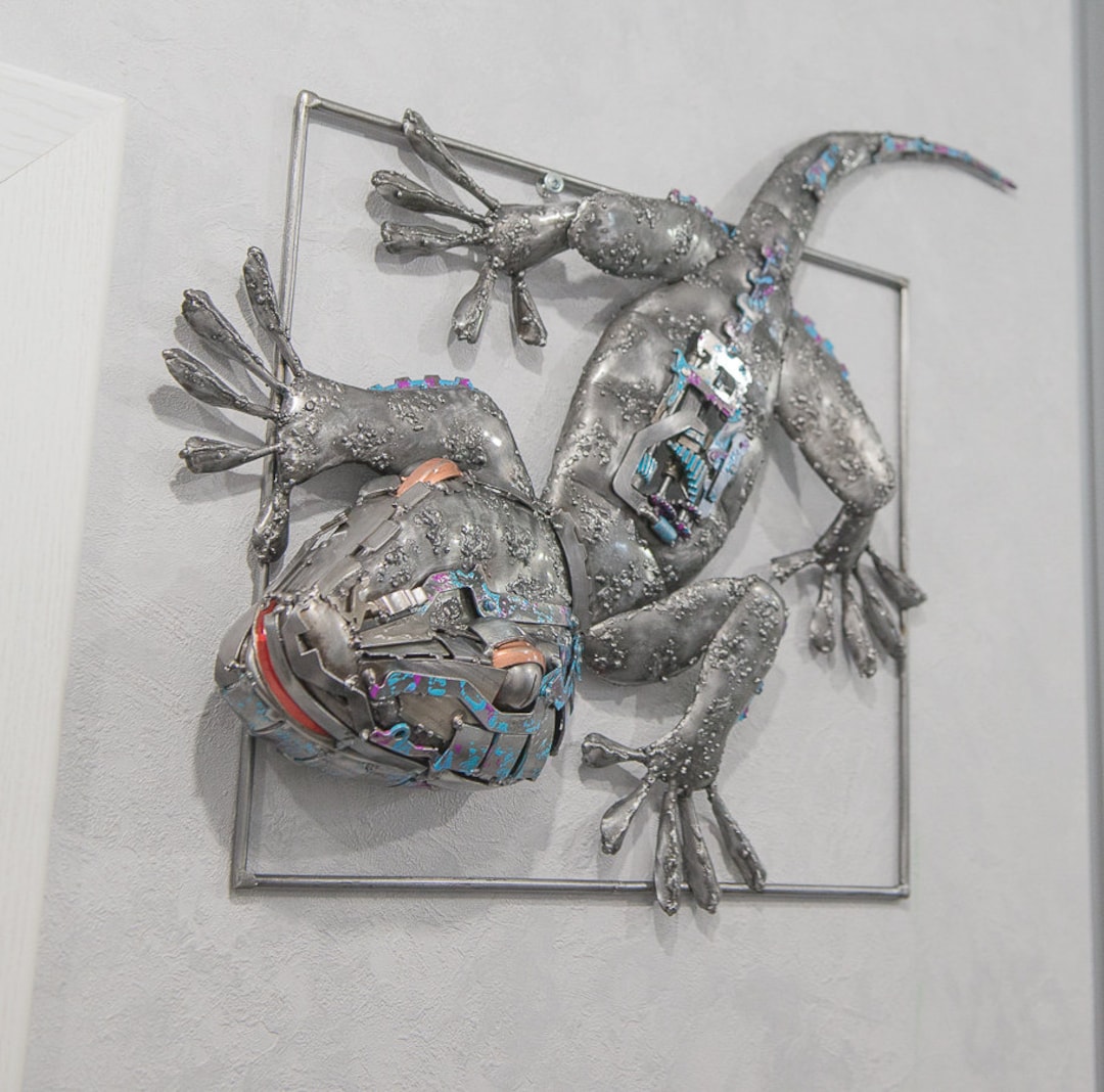 Three-dimensional Panel ,gecko, Reptile, Lizard Metal Art Painting ...