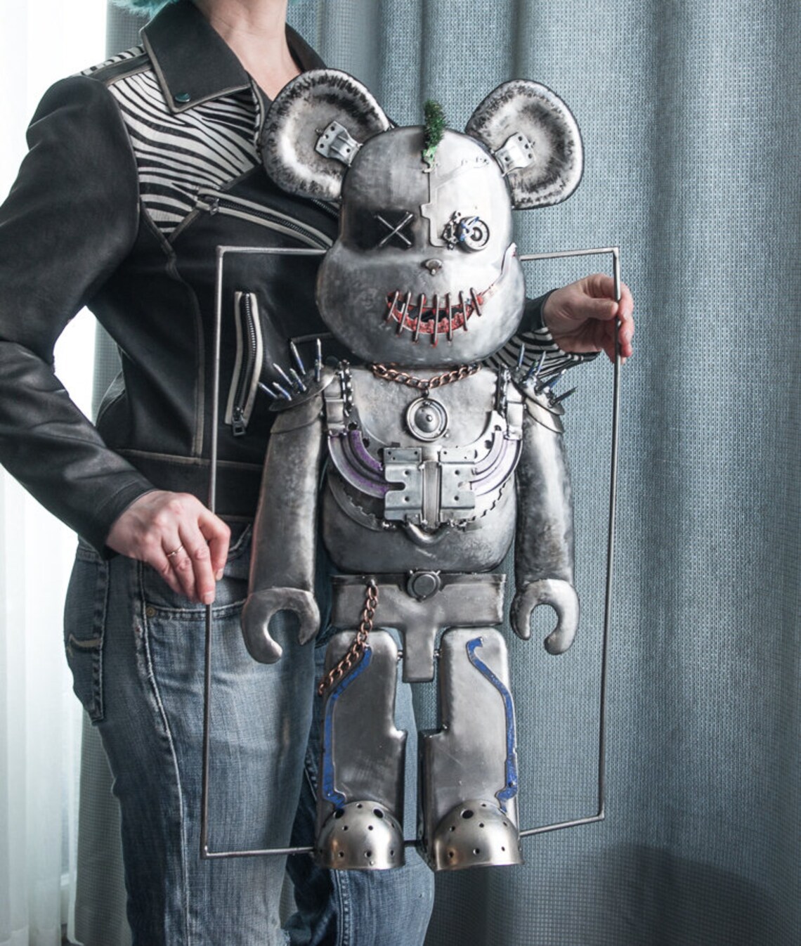Bearbrick Bear , Punk, Heavy Rock, Three-dimensional Steel Painting ...