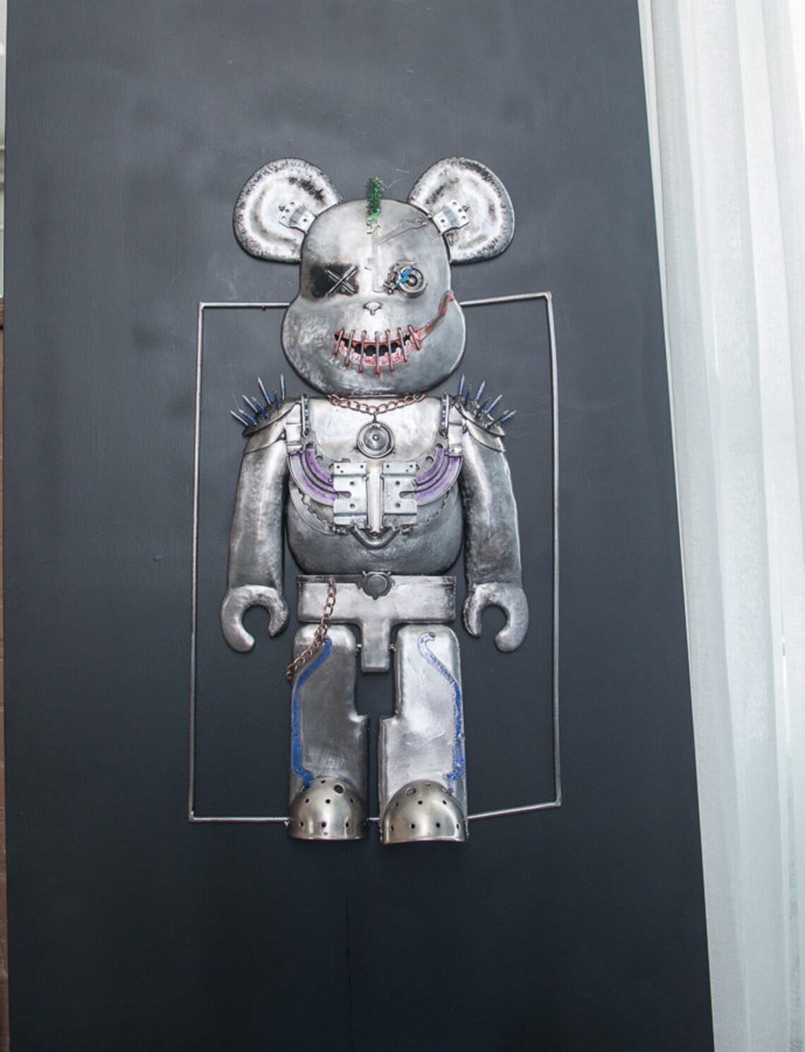 Bearbrick Bear , Punk, Heavy Rock, Three-dimensional Steel Painting ...