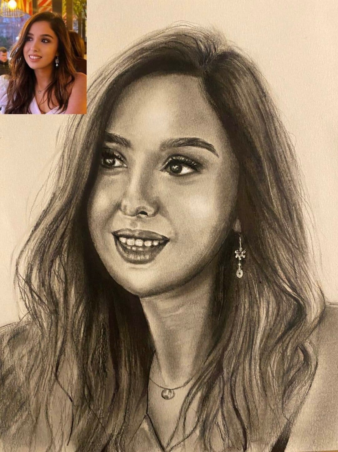 Custom Charcoal Portrait From Photooriginal Handmade - Etsy