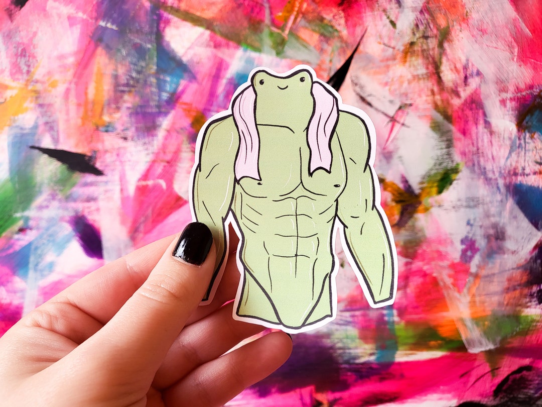 Buff Frog Sticker - Etsy