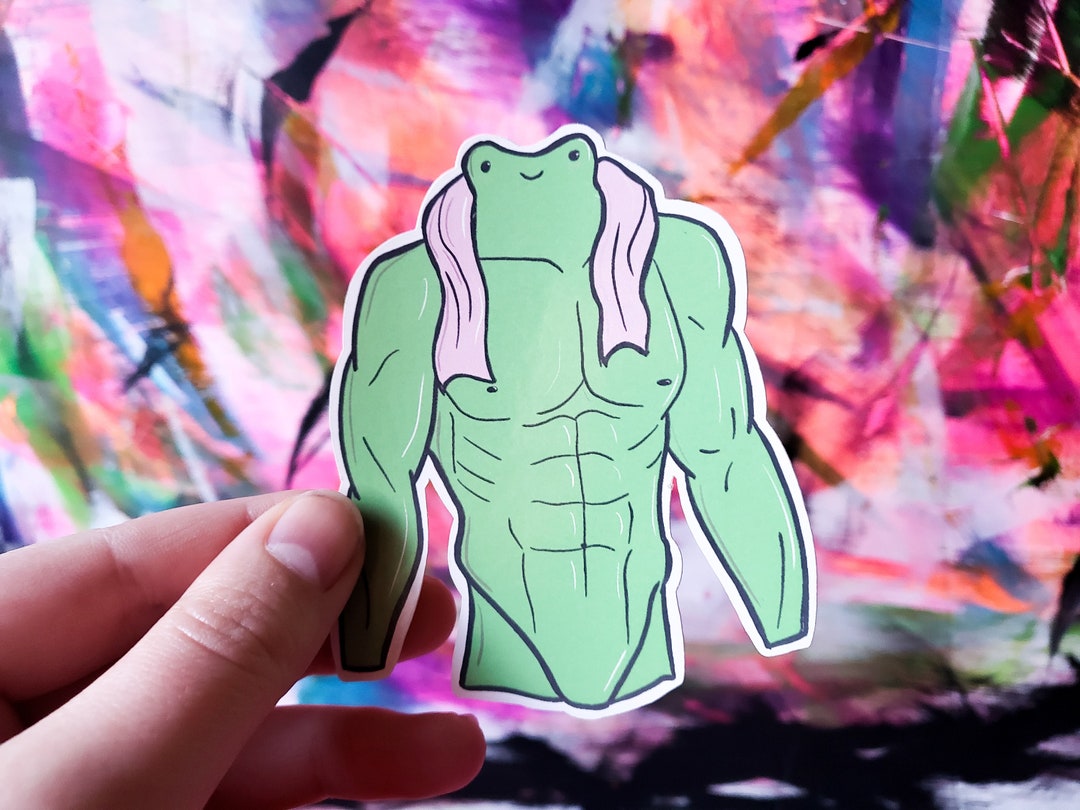 Buff Frog Sticker - Etsy