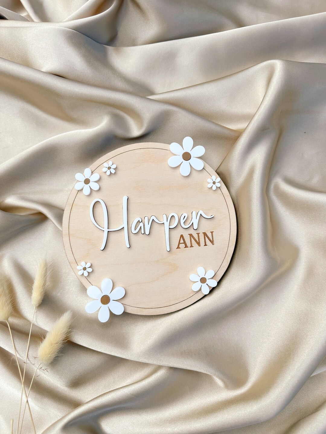 Daisy Flower Birth Sign Baby Birth Announcement Arched Wooden Birth ...