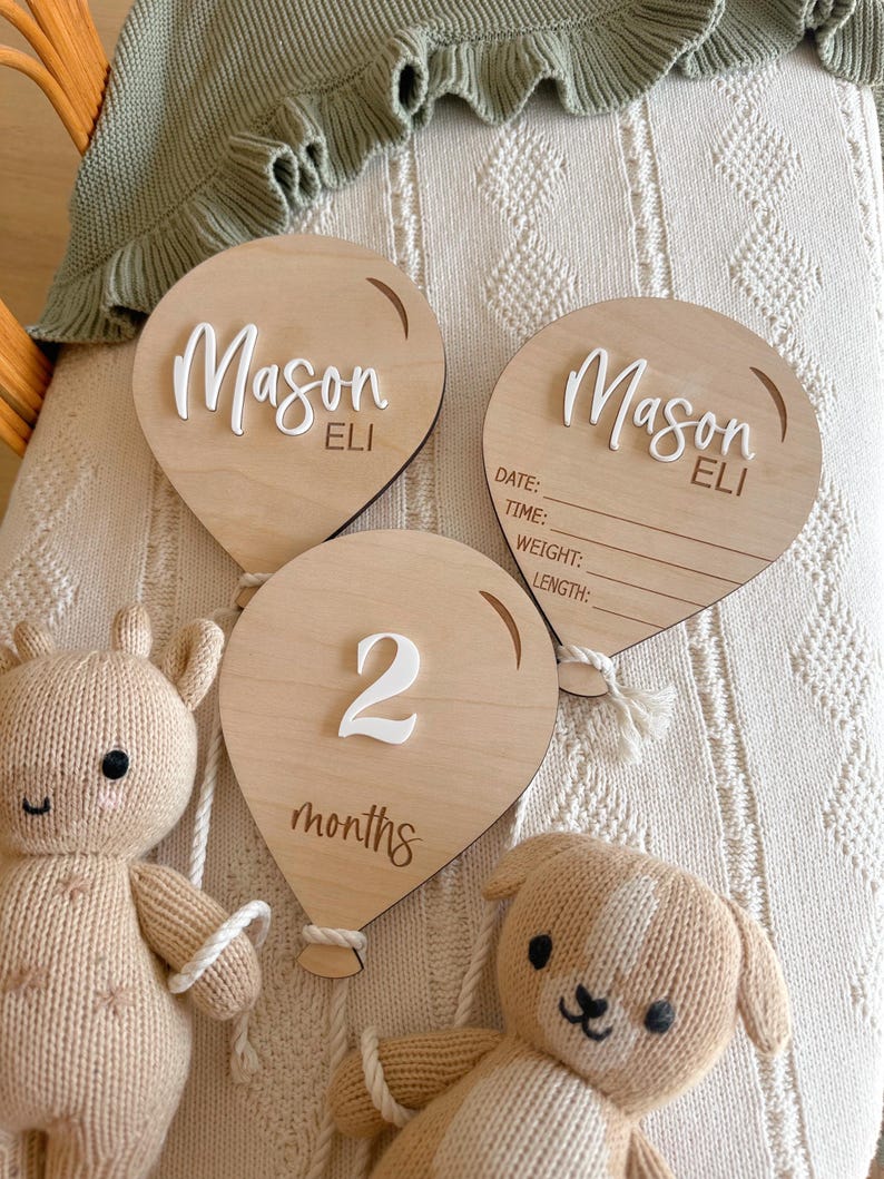 Air Balloon Baby Name Sign | Birth Announcement | Hospital Birth ...