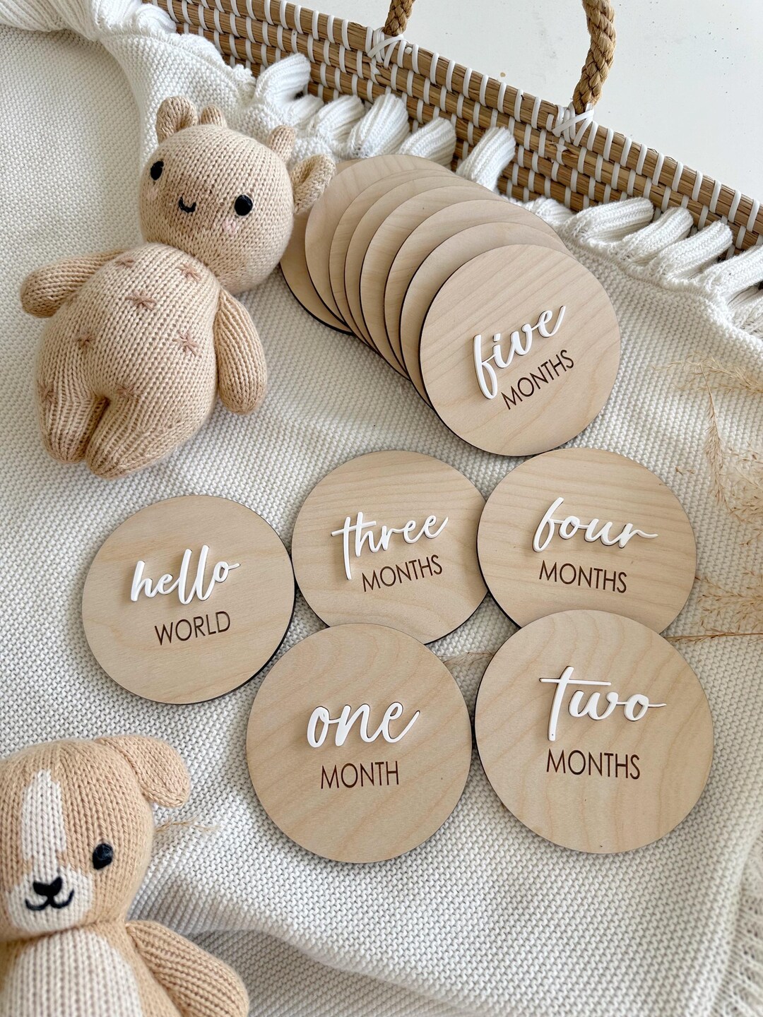 Monthly Milestone Marker | Milestone Card| 1-12 Months Wooden Milestone ...