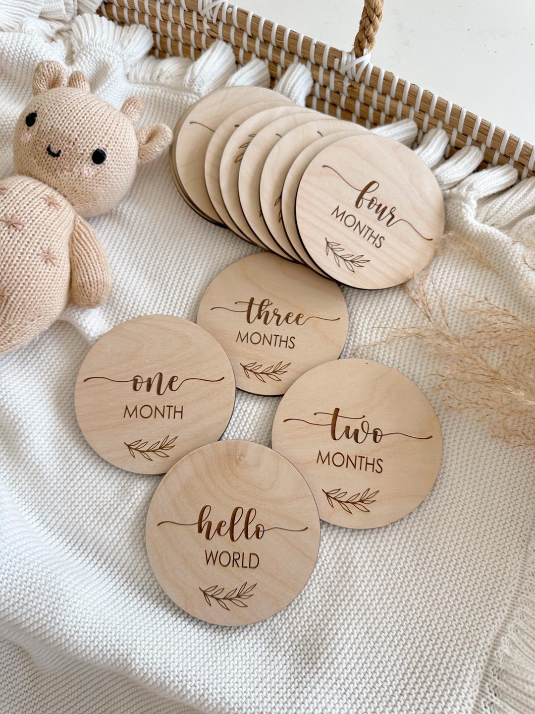 Monthly Milestone Marker | Milestone Card| 1-12 Months Wooden Milestone ...