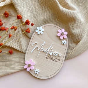 Baby Name Sign Wooden Baby Birth Sign Birth Announcement - Etsy