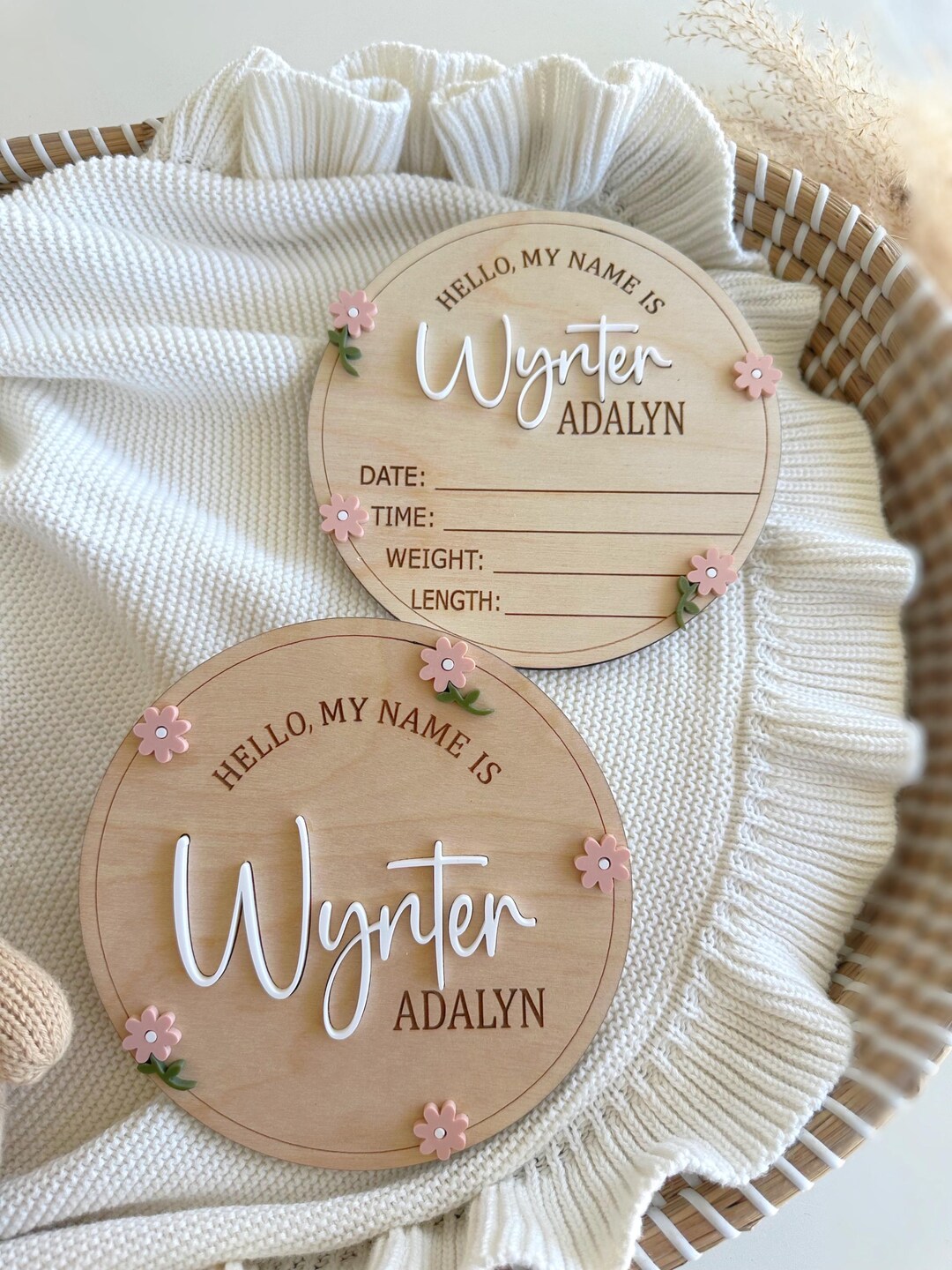 Baby Name Sign | Wooden Baby Birth Sign | Birth Announcement || Daisy ...