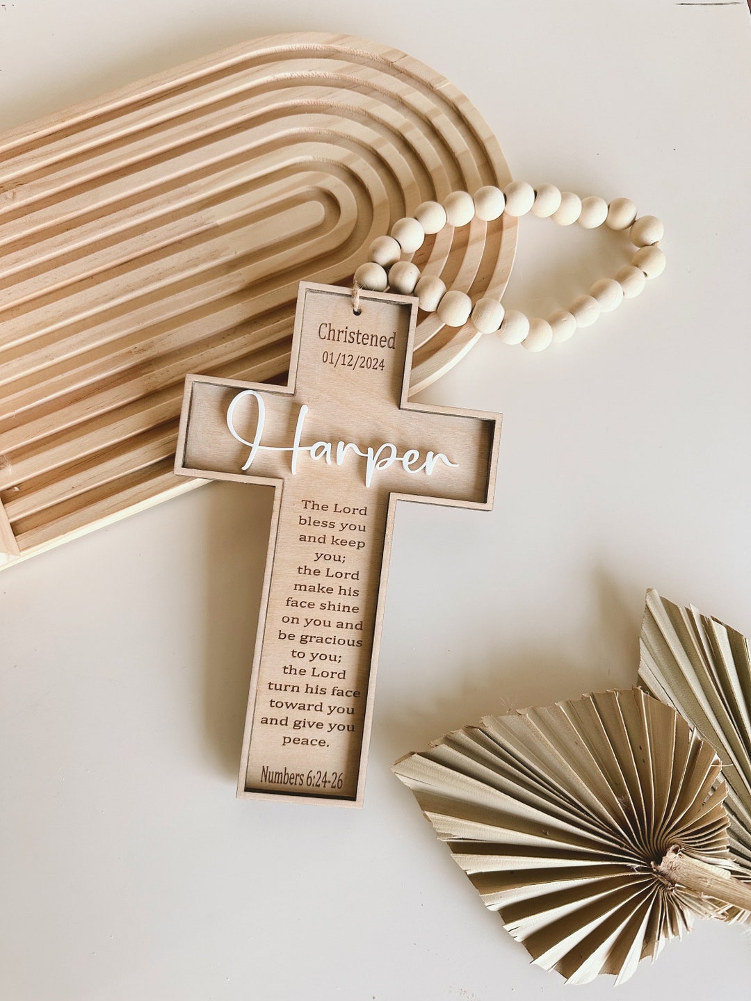 Custom Baptism Cross Baptism Cross Christened Cross Personalized Sleep ...