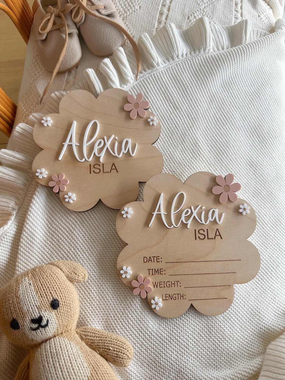Daisy Flower Birth Sign | Baby Birth Announcement | Arched Wooden Birth ...
