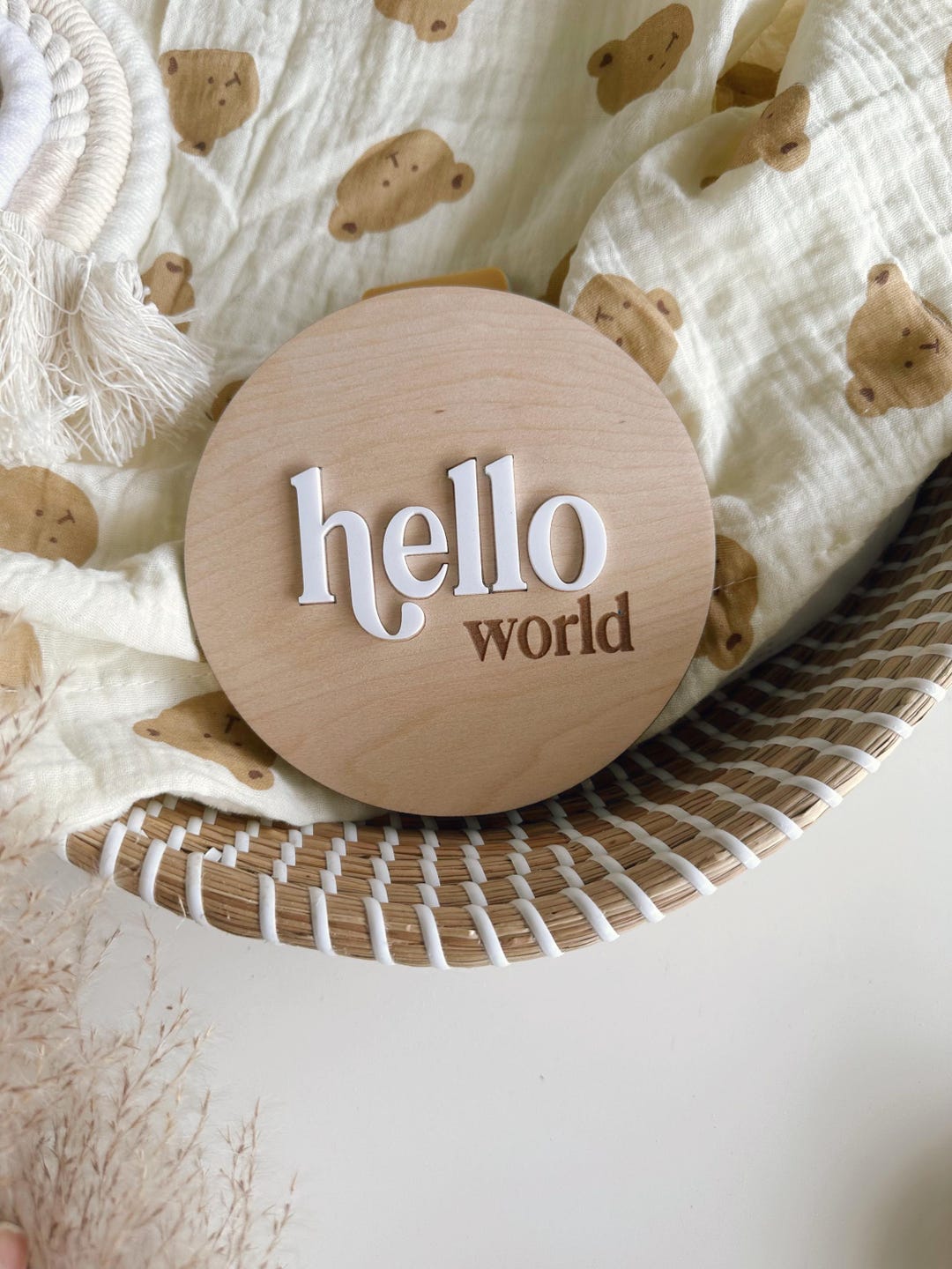 Hello World Baby Announcement Birth Sign Name Plate Hello World Baby ...