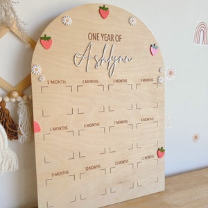 Strawberry One Year Old Baby Birthday Board / Baby First Birthday Board ...