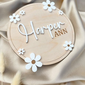 Daisy Flower Birth Sign Baby Birth Announcement Arched Wooden Birth ...