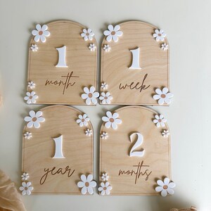 Baby Milestone | Boho Baby Milestone | Wooden Daisy Flower Milestone ...
