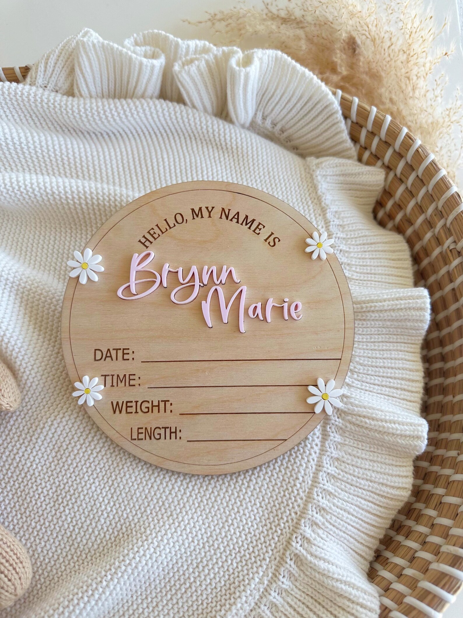 Baby Name Sign | Wooden Baby Birth Sign | Birth Announcement || Daisy ...