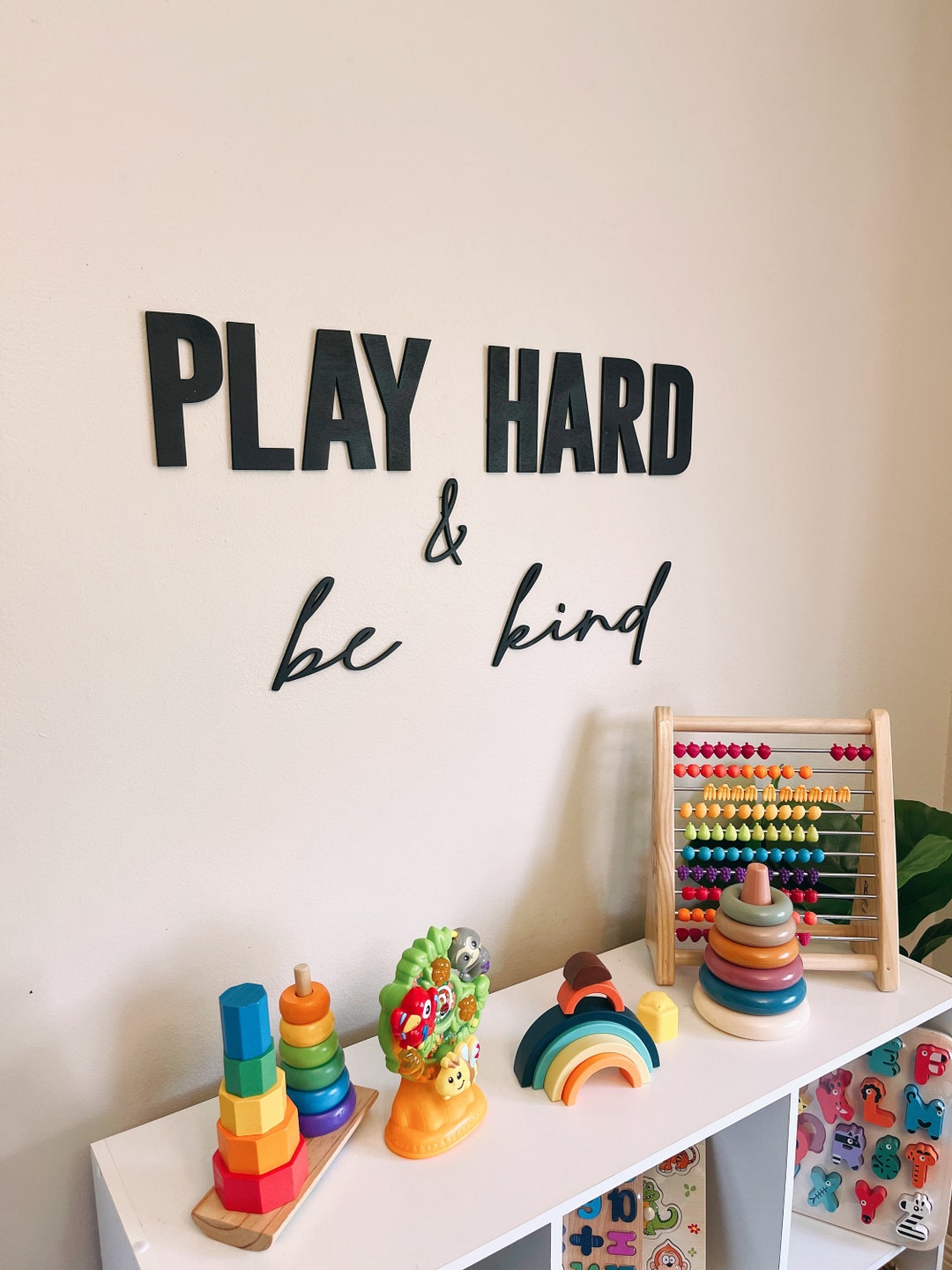 Play Hard and Be Kind Wall Sign Playroom Wall Decor Playroom Sign ...