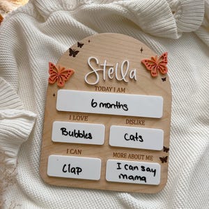 Butterfly Bow Monthly Milestone Board| Boho Baby Milestone | Wooden ...