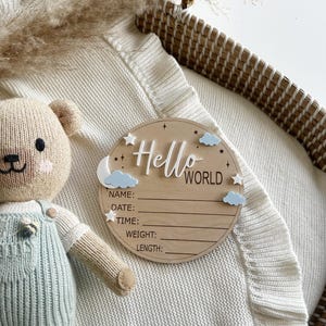 Moon Birth Sign |stars Baby Birth Announcement | Arched Wooden Birth ...