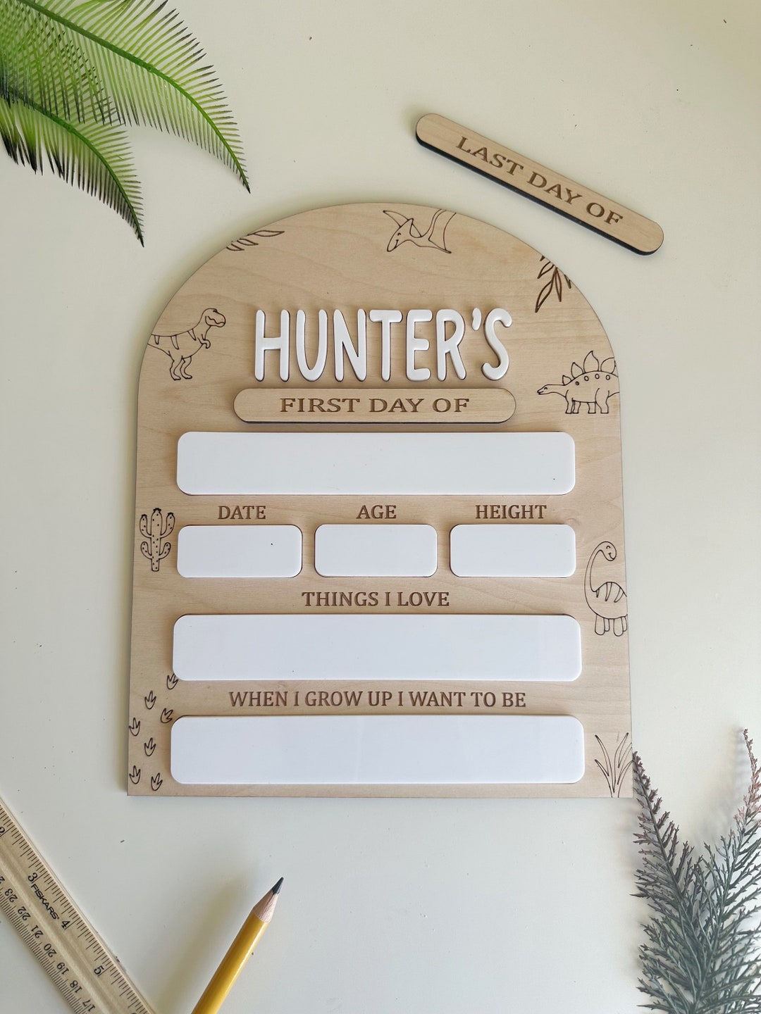 Dinosaur First Day of School Sign| School Photo Props | Interchangeable ...