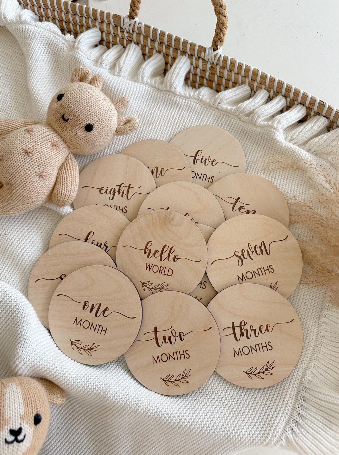 Monthly Milestone Marker | Milestone Card| 1-12 Months Wooden Milestone ...