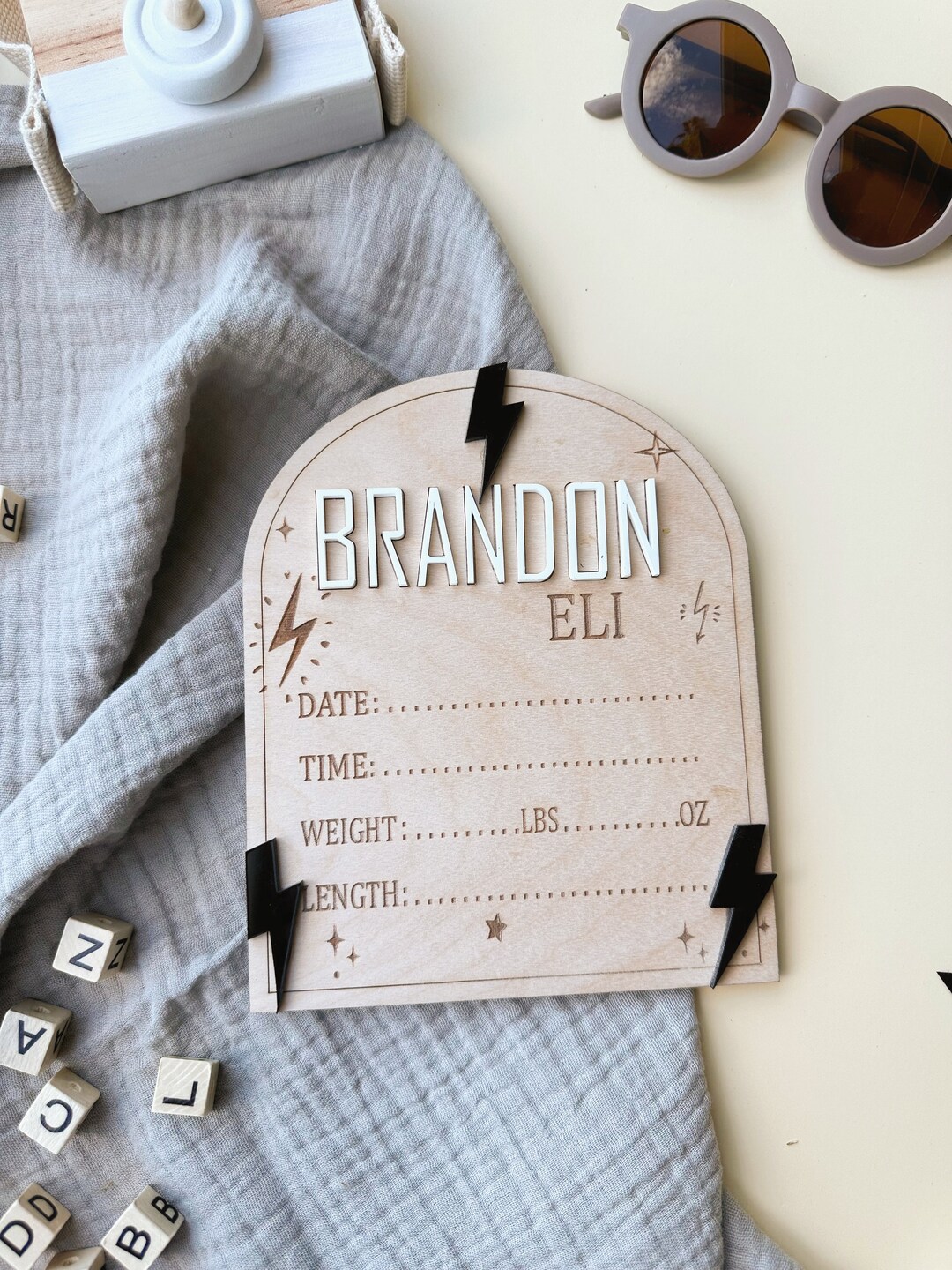 Boy Birth Sign Baby Birth Announcement Baby Boy Wooden Birth ...