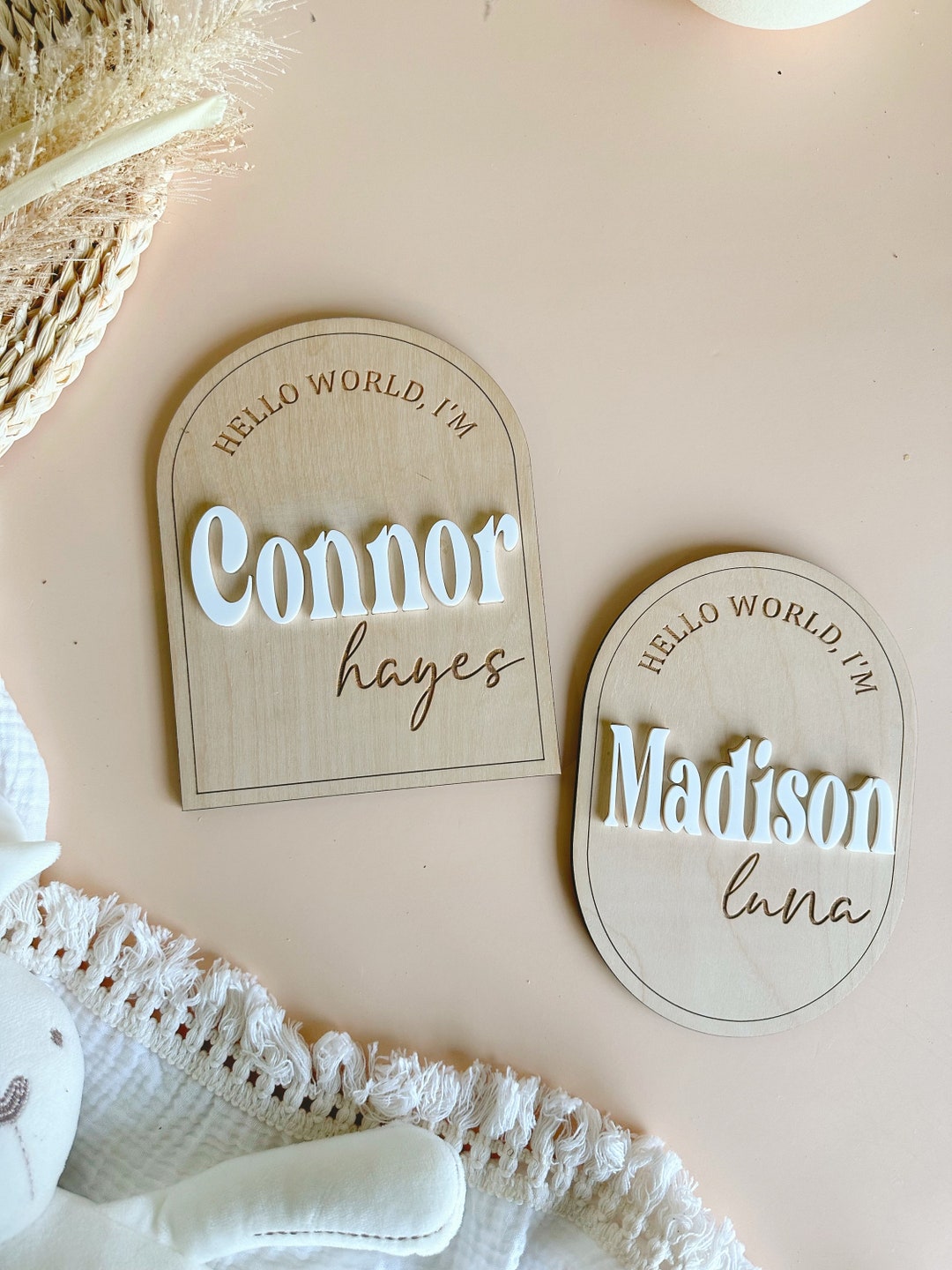 Retro Birth Sign Baby Birth Announcement Arched Wooden Birth ...