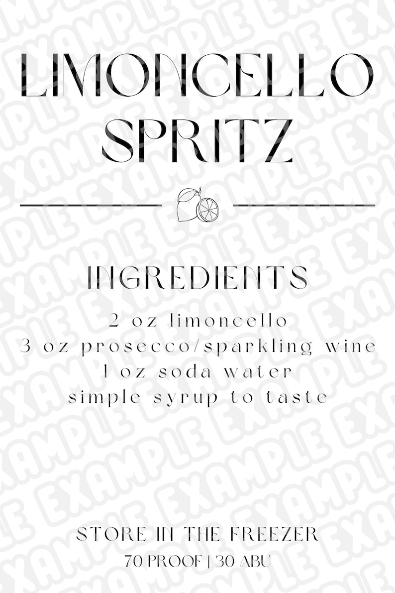 Homemade Limoncello Label Template - Etsy