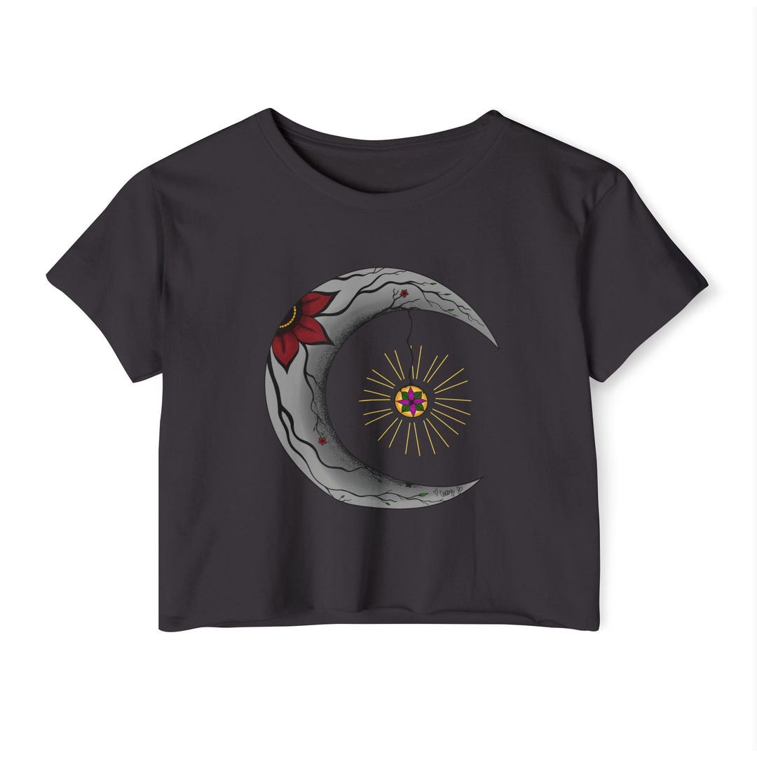 Bohemian Moon Crop Top, Women's Festival Wear, Summer Top, Boho Style ...