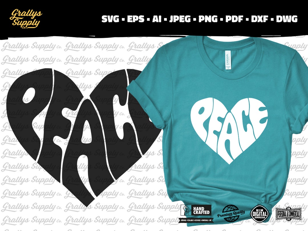 Peace Heart Vector SVG Cut File for Cricut Shirt Svg Quote - Etsy
