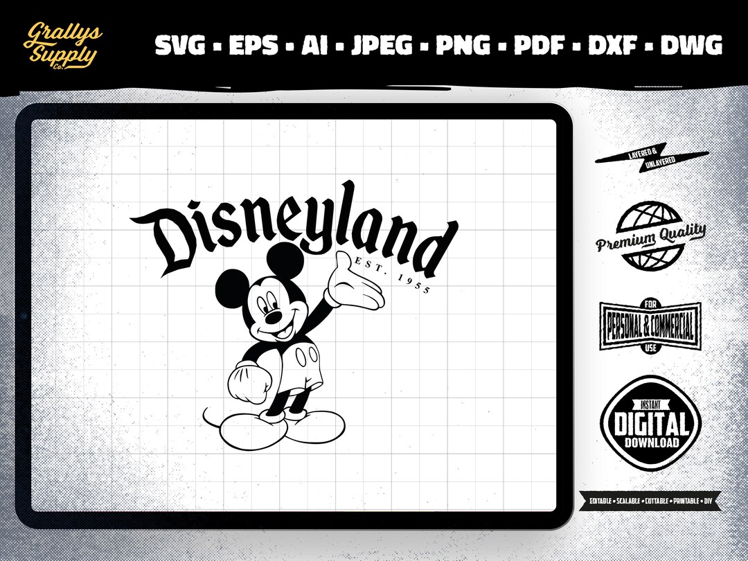 Mickey Land 1955 Vector SVG File for Cricut Digital Download - Etsy