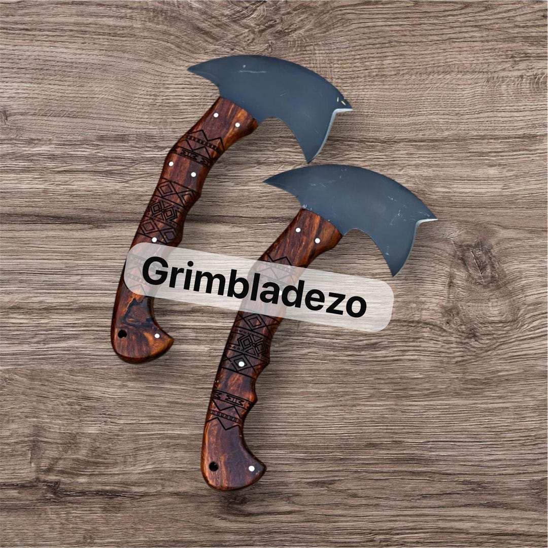 Set of 2-tomahawk Tactical Axe Hand Forged Battle Tomahawk Engraved ...