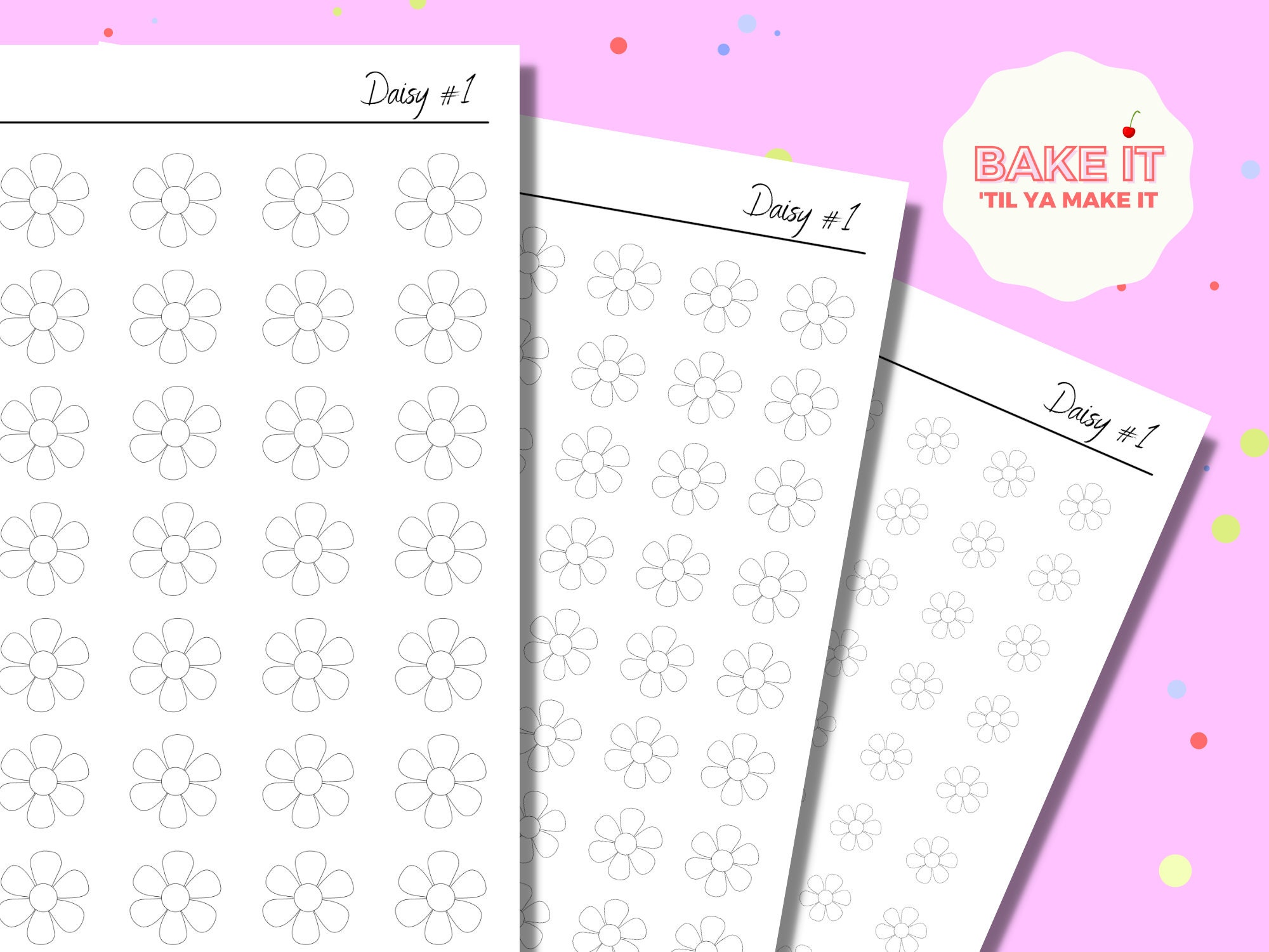 Daisy Flower Royal Icing Transfer Template VARIETY PACK Includes 11 ...