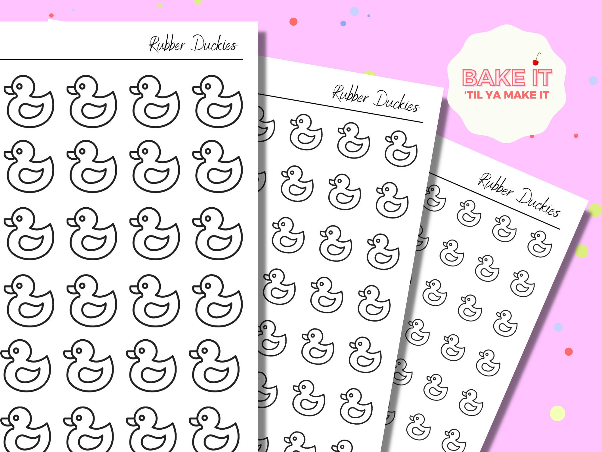 Rubber Duckie Royal Icing Transfer Tracing Template (three Sizes: 0.5 ...