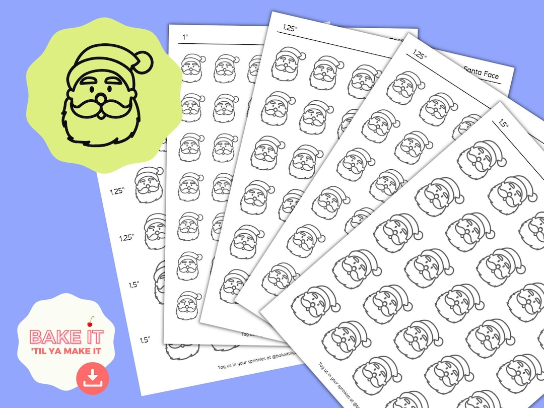 Santa Royal Icing Transfer Sheet – Christmas Cookie Decorating (digital ...