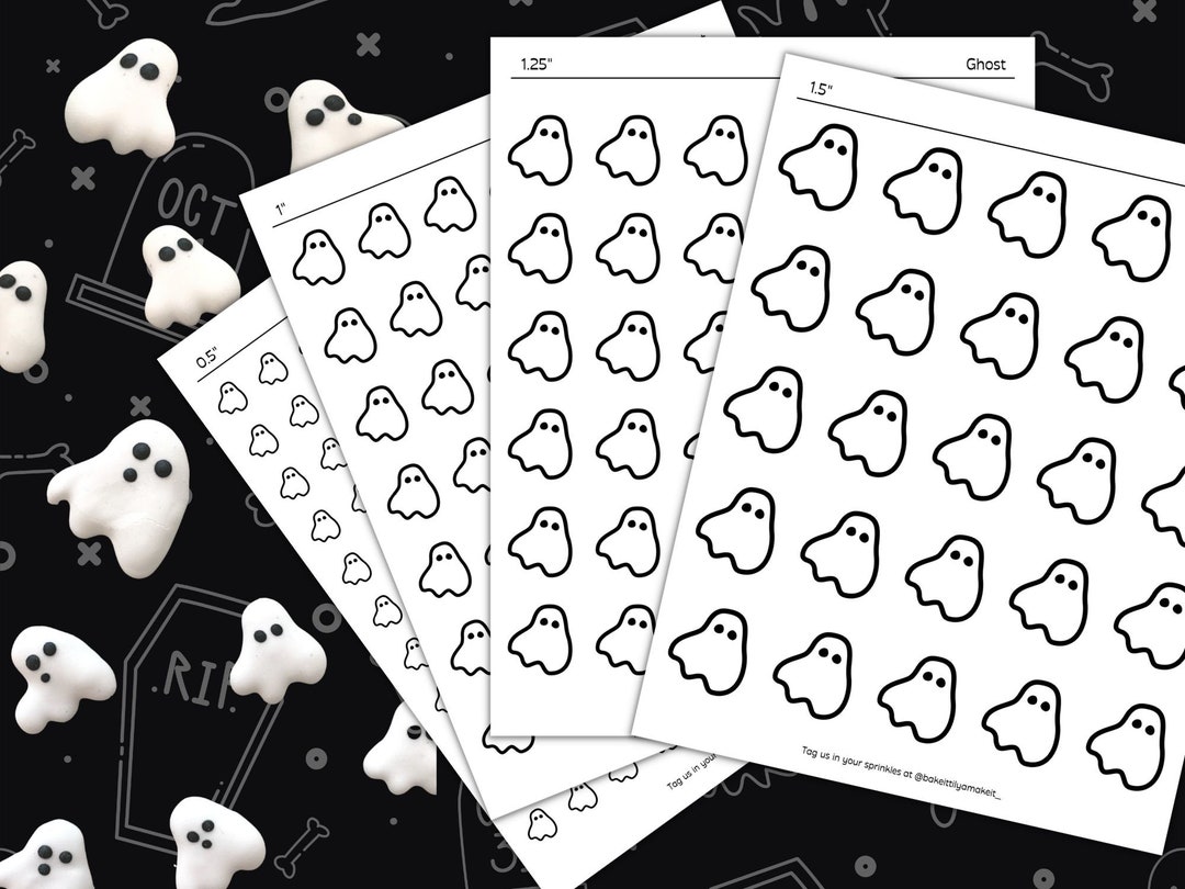 Ghost Royal Icing Transfer Sheet: Halloween Sprinkle Tracing Template ...