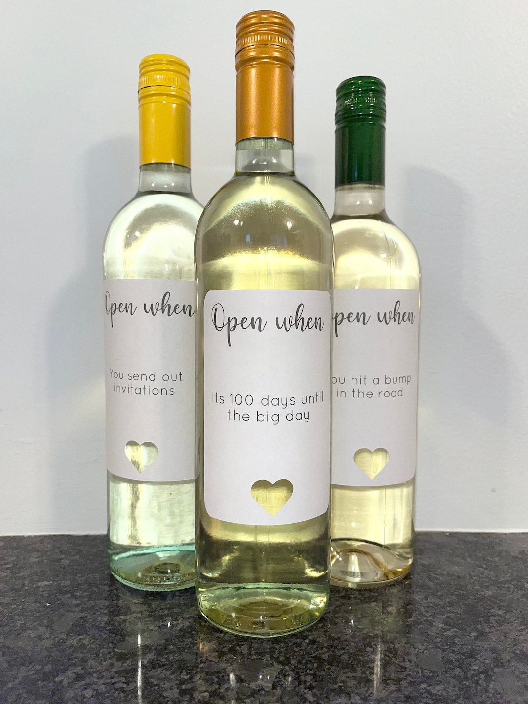 Wine Bottle Labels Set of 6, Open When Stickers, Engagement Labels for ...