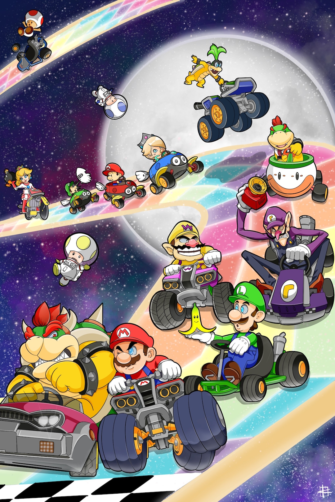 Mario Kart Rainbow Road Poster Print - Etsy