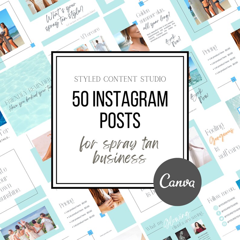 Spray Tan Instagram Posts Glow Editable Pre-made Instagram - Etsy