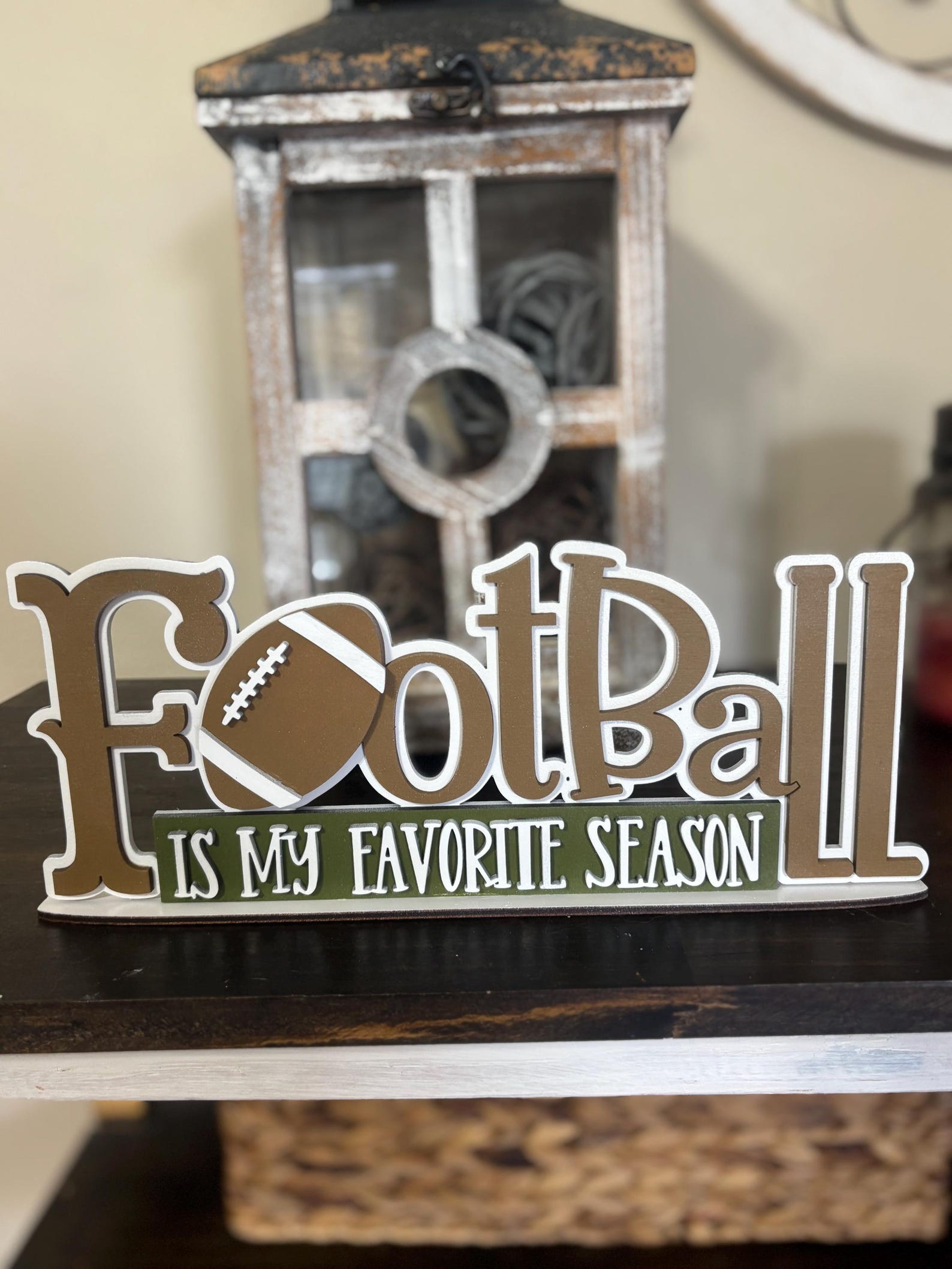 Football Decor Sign – Fall Home Decor – Rustic Farmhouse Shelf Sitter ...