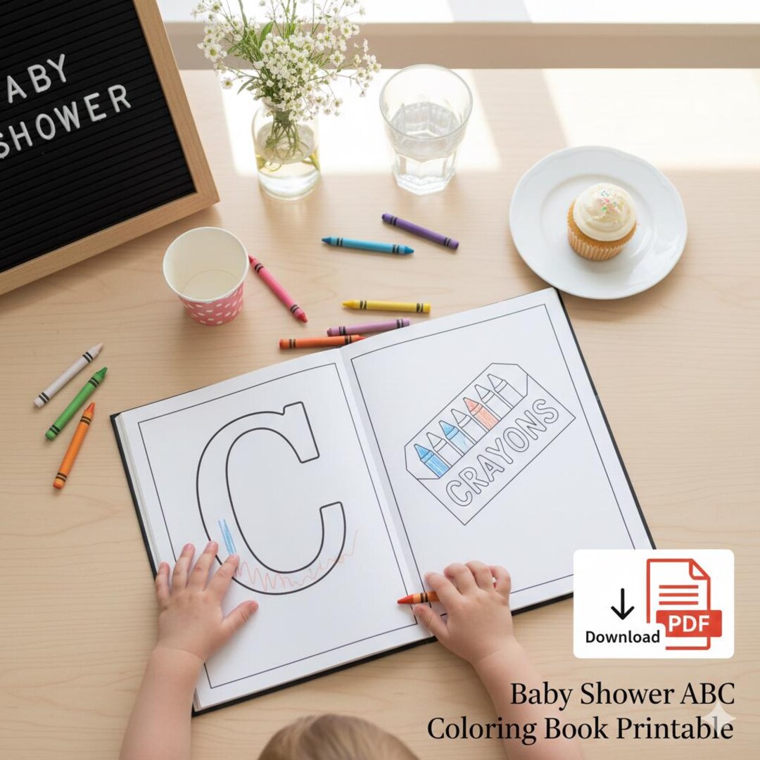 Baby Shower ABC Coloring Book Printable- 28 Pages - Etsy